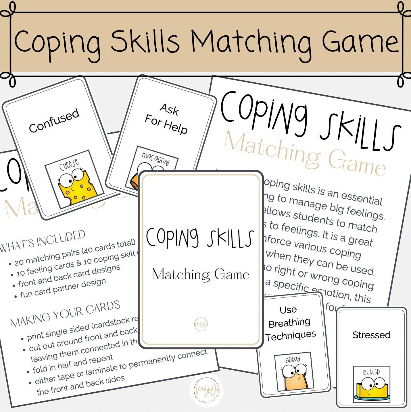 Coping Skills Matching Card Game - Etsy