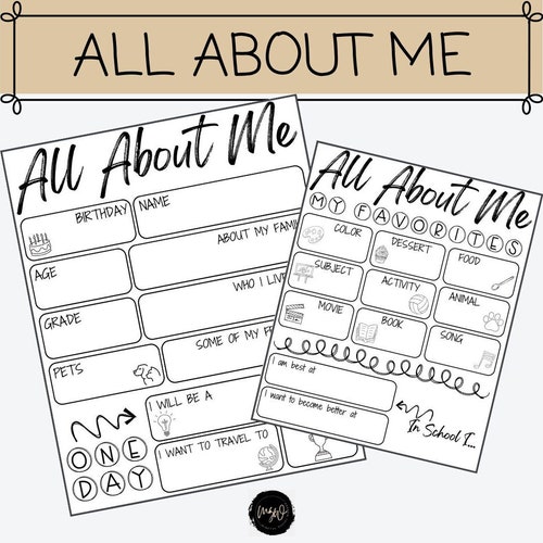 All About Me Activity Sheet Back to School Get to Know You - Etsy