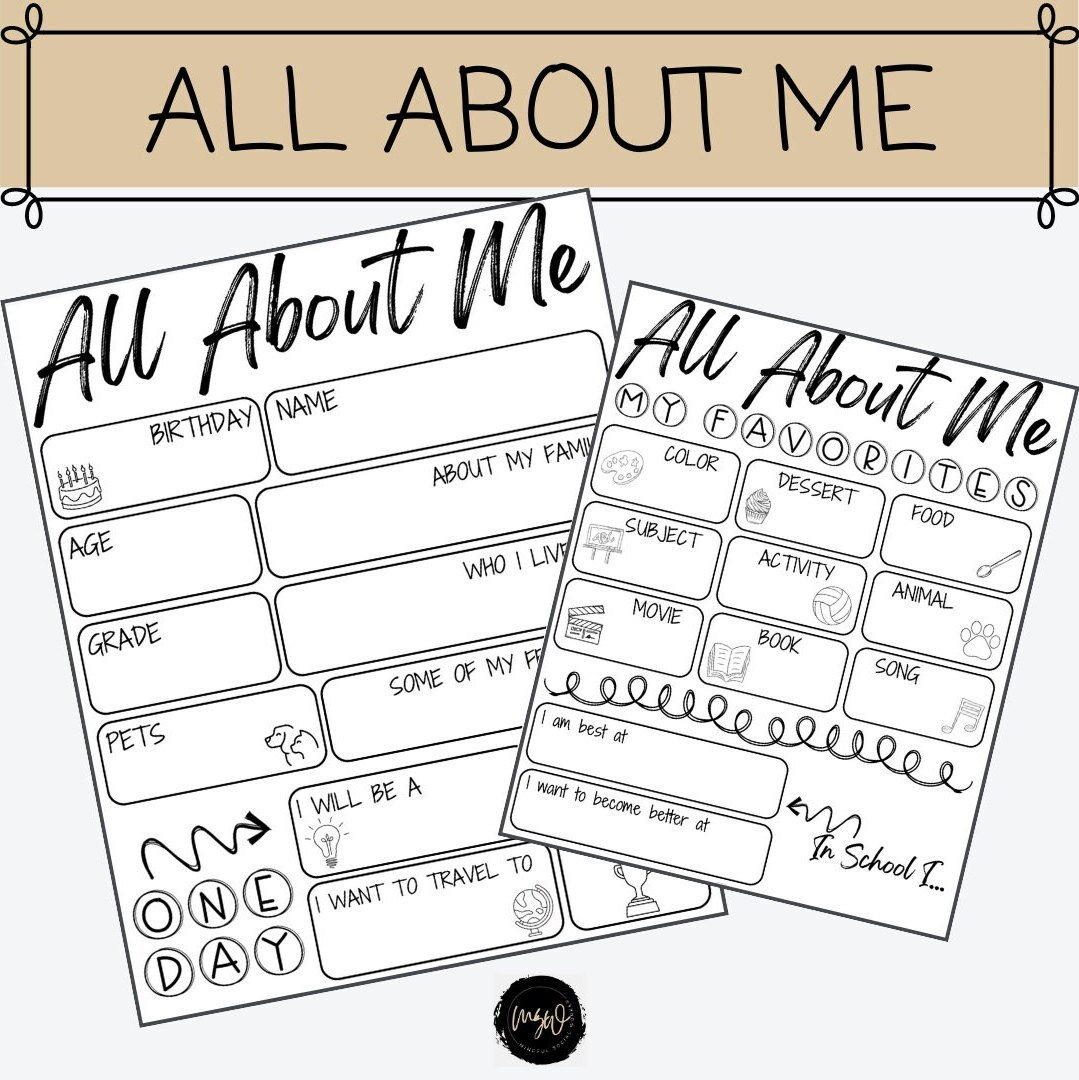All About Me Worksheets: Getting to Know You - Etsy Australia