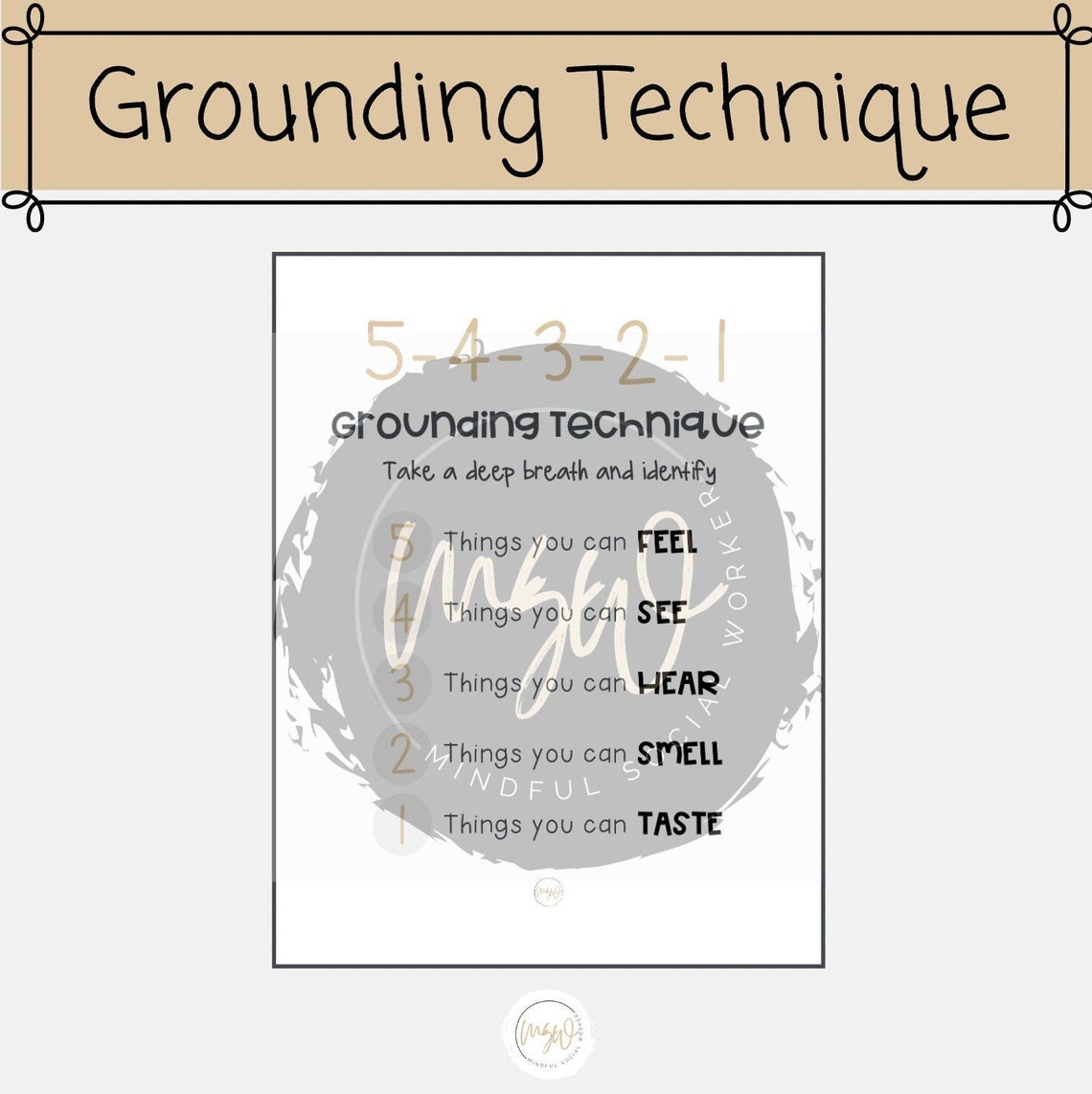 5-4-3-2-1 Grounding Technique Poster & Card - Etsy