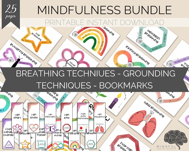 Mindfulness Bundle: Breathing Strategies, Grounding Techniques ...