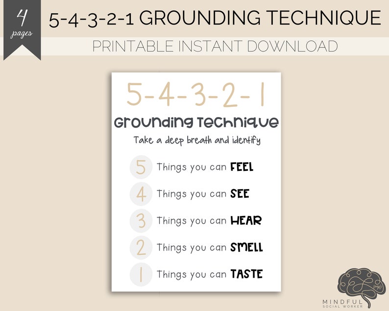 5-4-3-2-1 Grounding Technique Poster & Card - Etsy