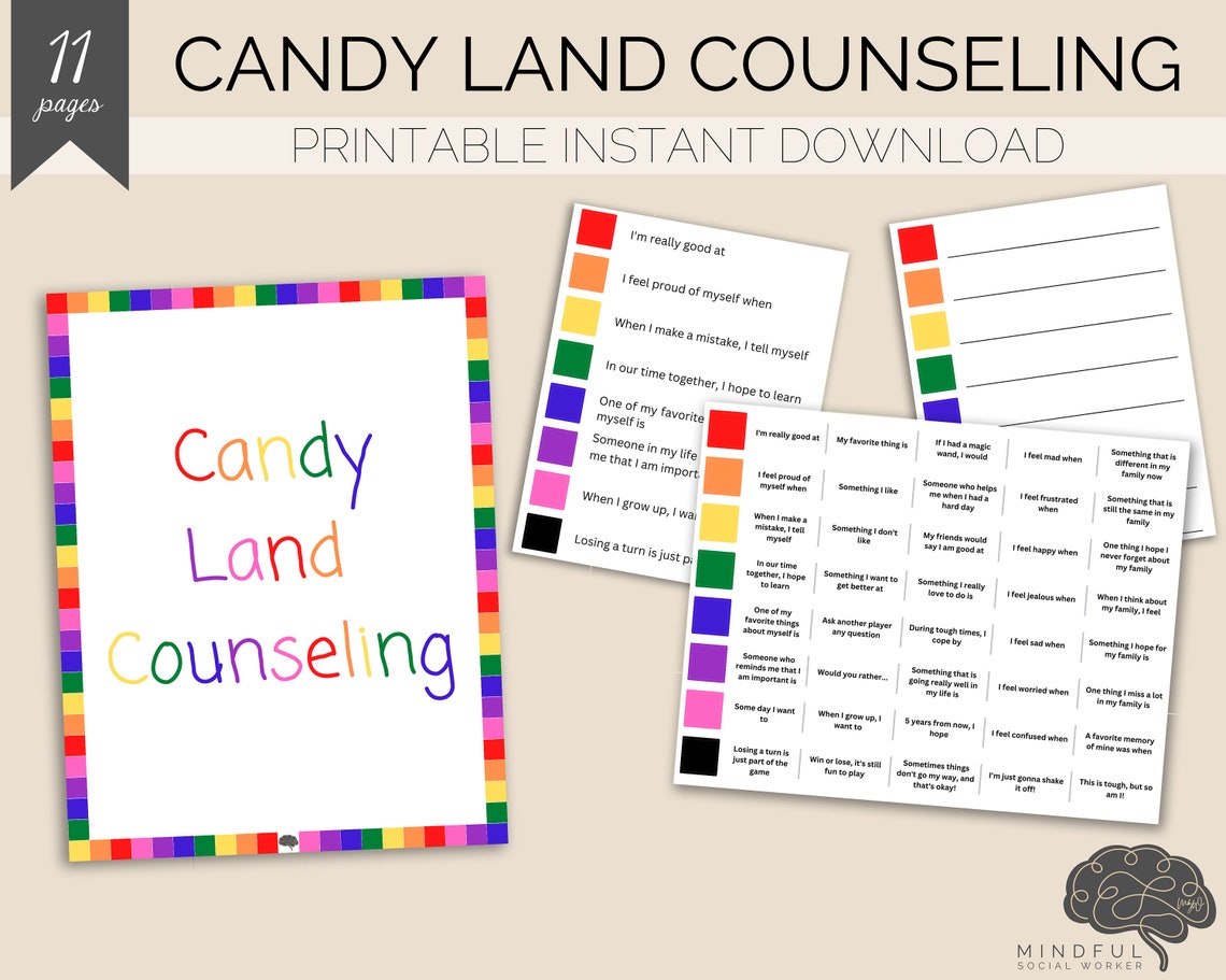 Candy Land Counseling Worksheets & Prompts - Etsy