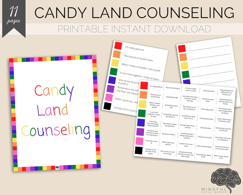 Candy Land Counseling Worksheets & Prompts - Etsy