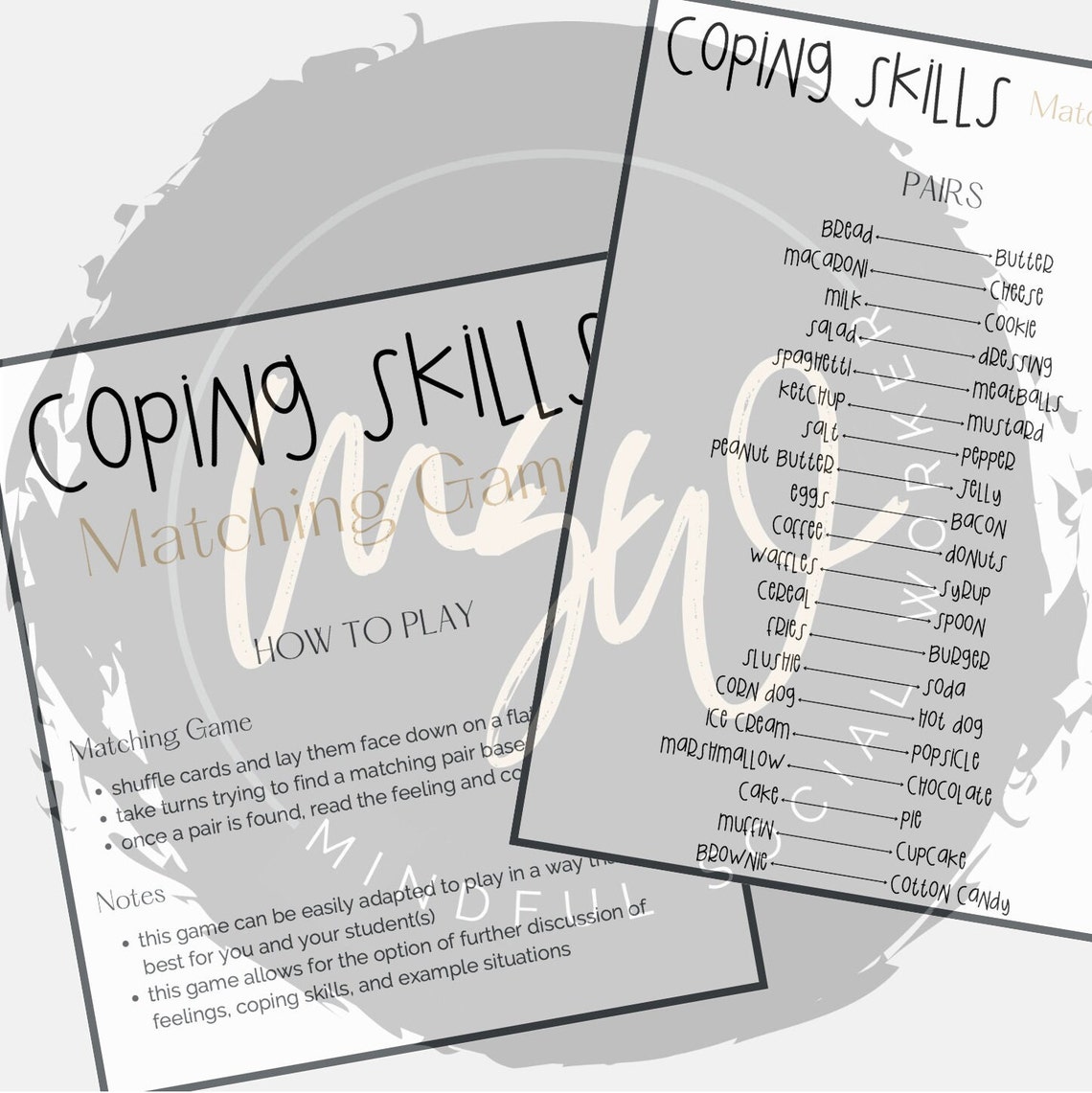 Coping Skills Matching Card Game - Etsy
