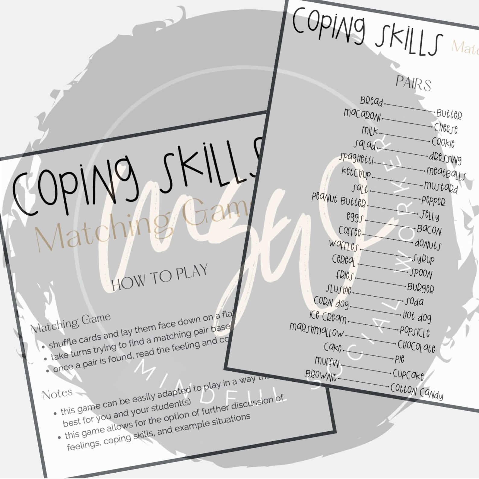 Coping Skills Matching Card Game - Etsy