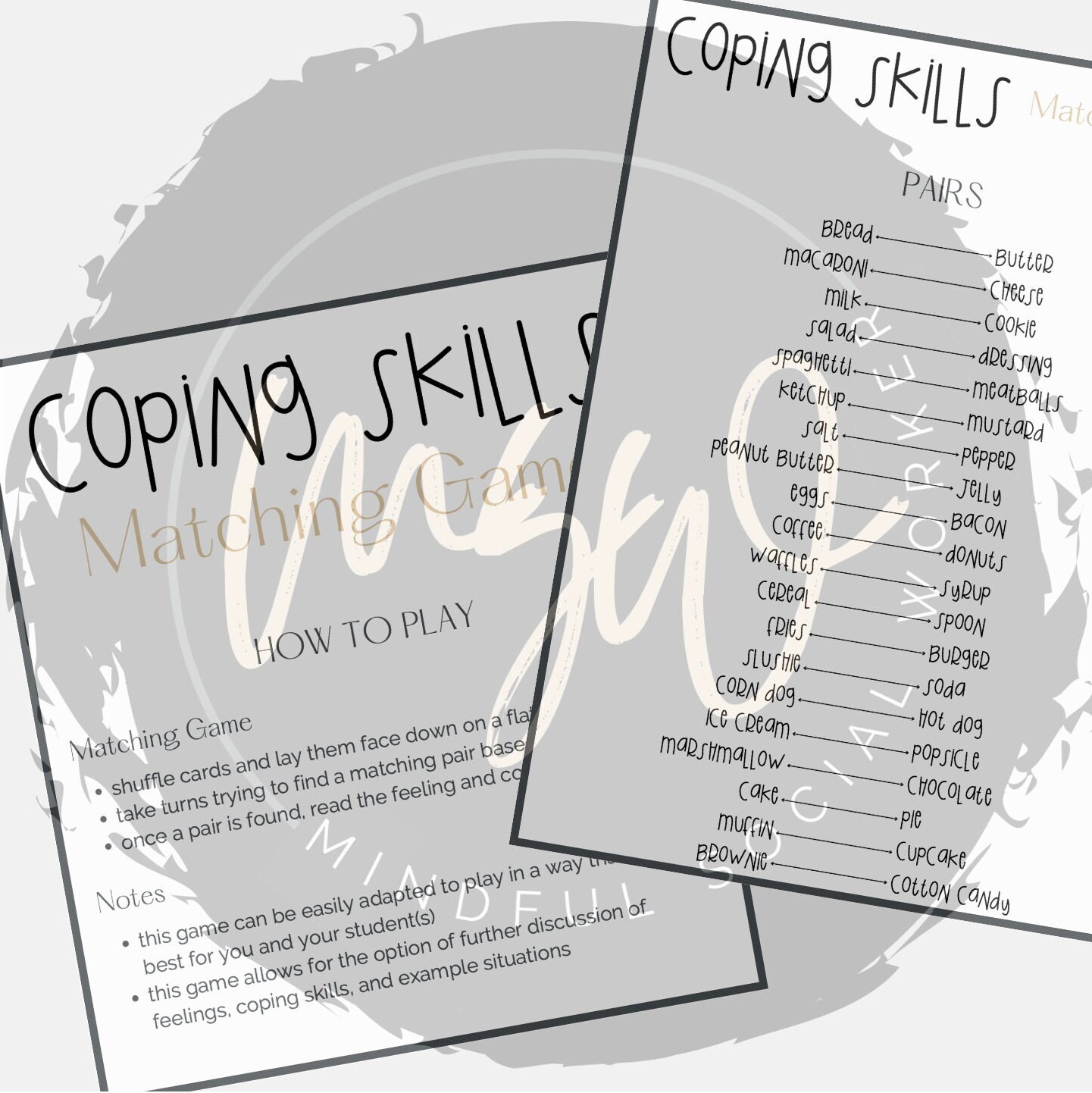 Coping Skills Matching Card Game - Etsy