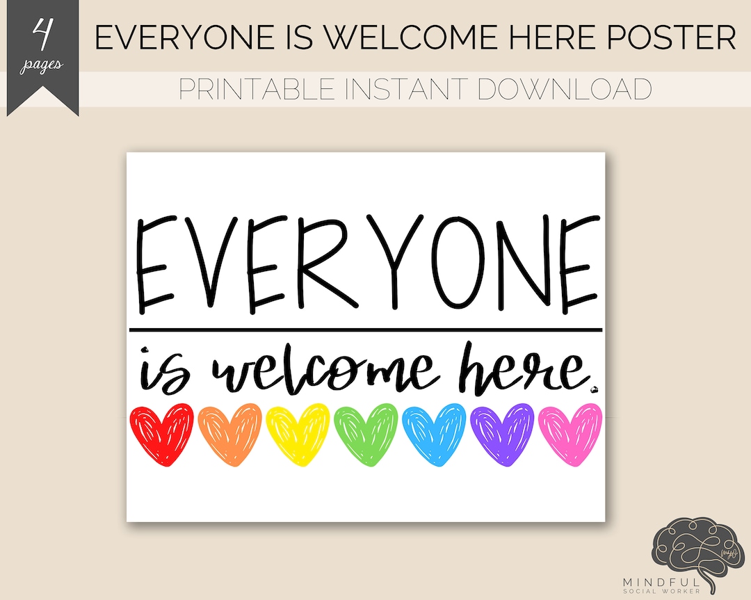 Rainbow Everyone is Welcome Poster - Etsy