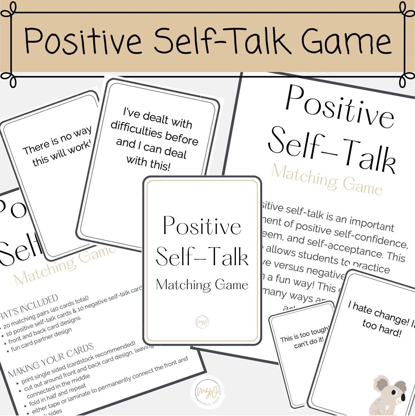 Positive Self-talk Matching Card Game - Etsy