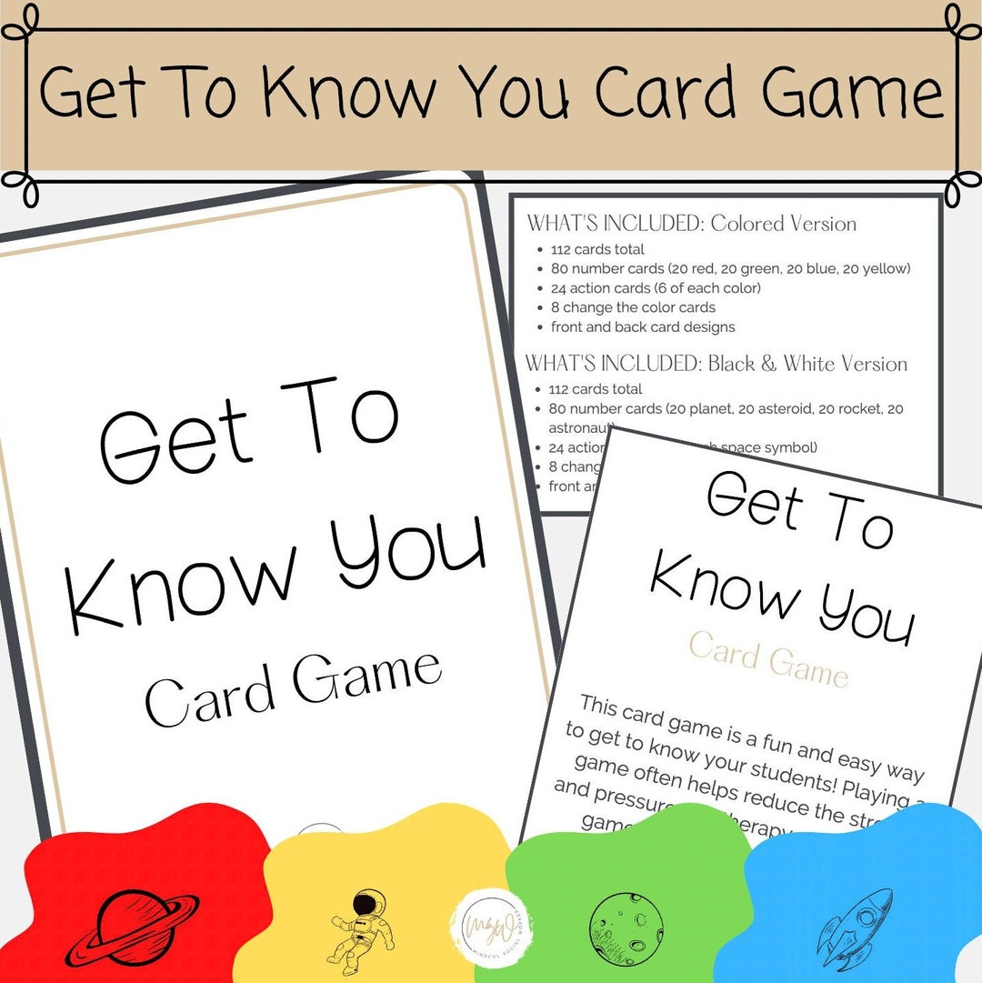 Get to Know You Card Game - Etsy