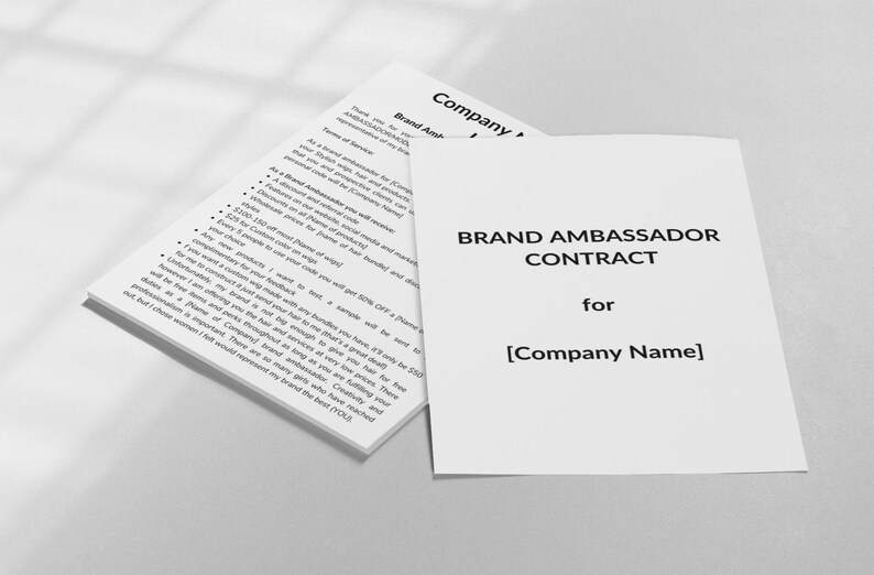 Brand Ambassador Contract Template - Etsy