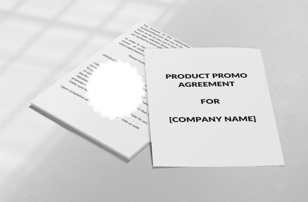 Product Promo Agreement Template - Etsy