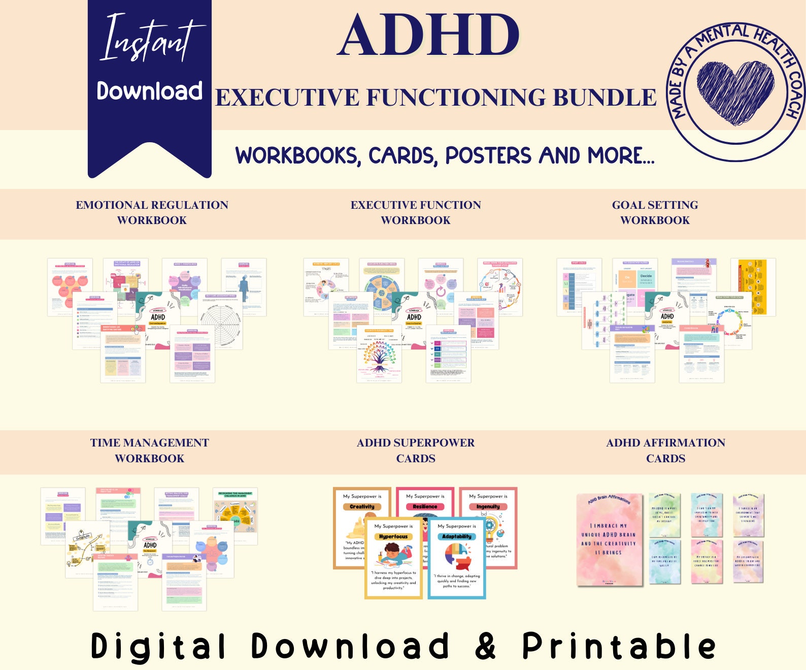 ADHD Executive Functioning Bundle: Teen Time Management, Coping Skills ...