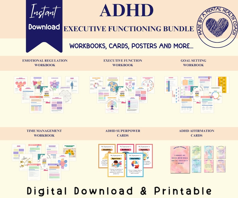 ADHD Executive Functioning Bundle: Teen Time Management, Coping Skills ...