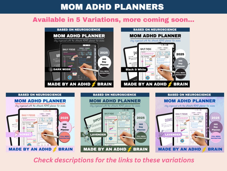2026 Mom ADHD Digital Planner(monochrome): Weekly, Daily, Habit Tracker ...
