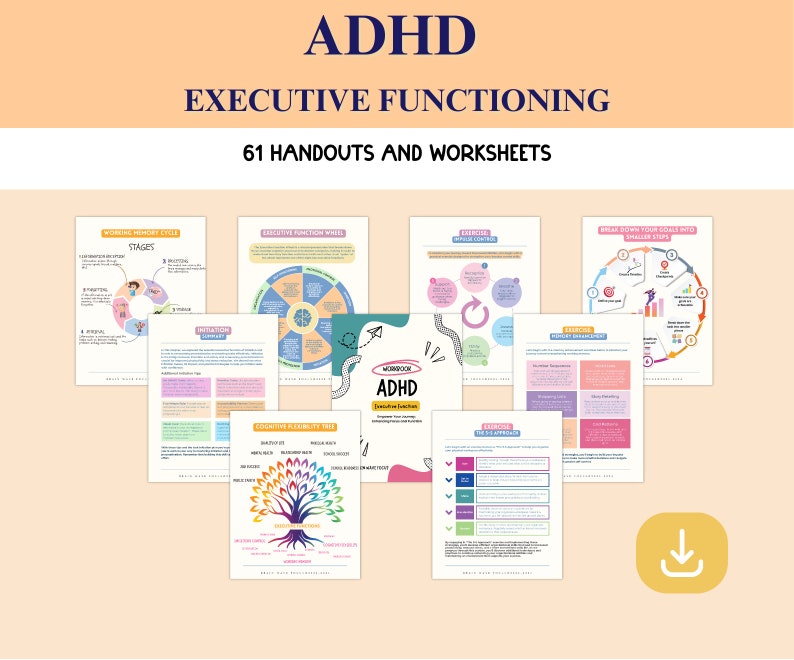 ADHD Workbook Bundle for Teens and Adult Mental Health, Time Management ...