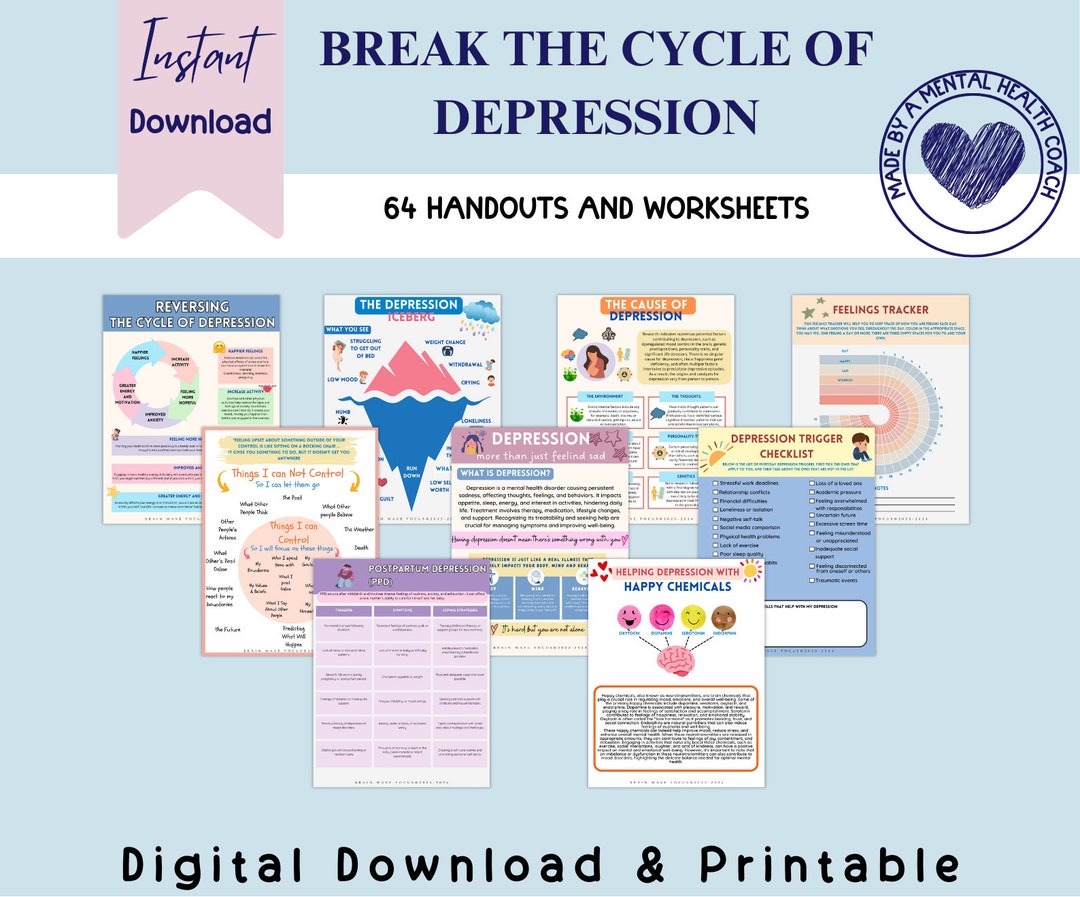 Depression Worksheets for Therapy, CBT & DBT Coping Skills for Self ...