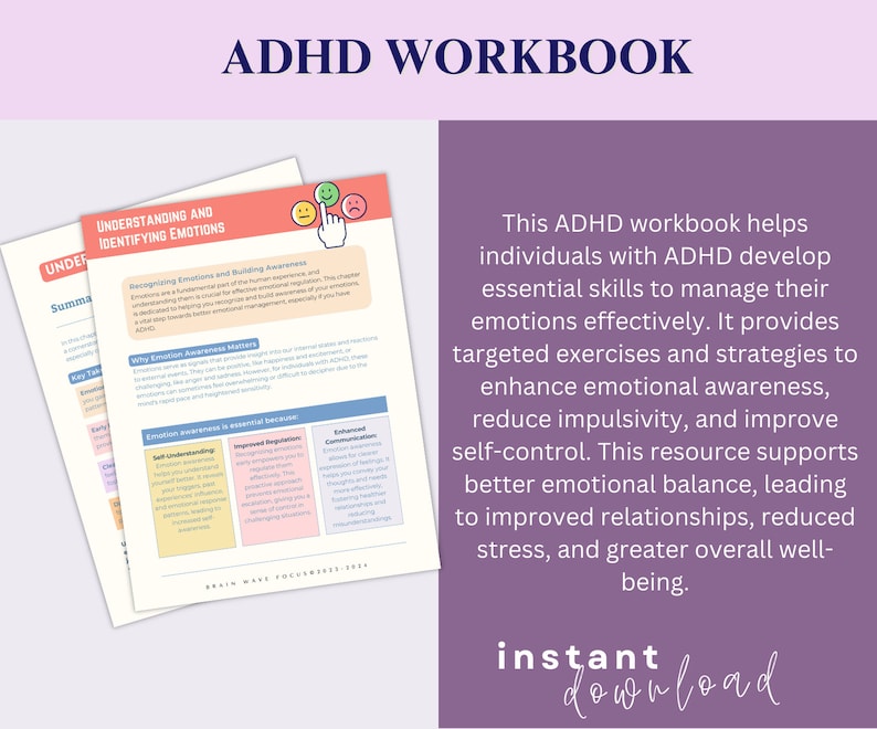 ADHD Emotional Regulation Workbook for Teen Mental Health, Emotional ...