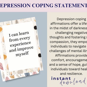 Depression Coping Statements, Therapy Office Decor, Positive ...
