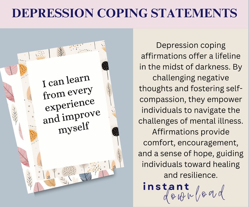 Depression Coping Statements, Therapy Office Decor, Positive ...