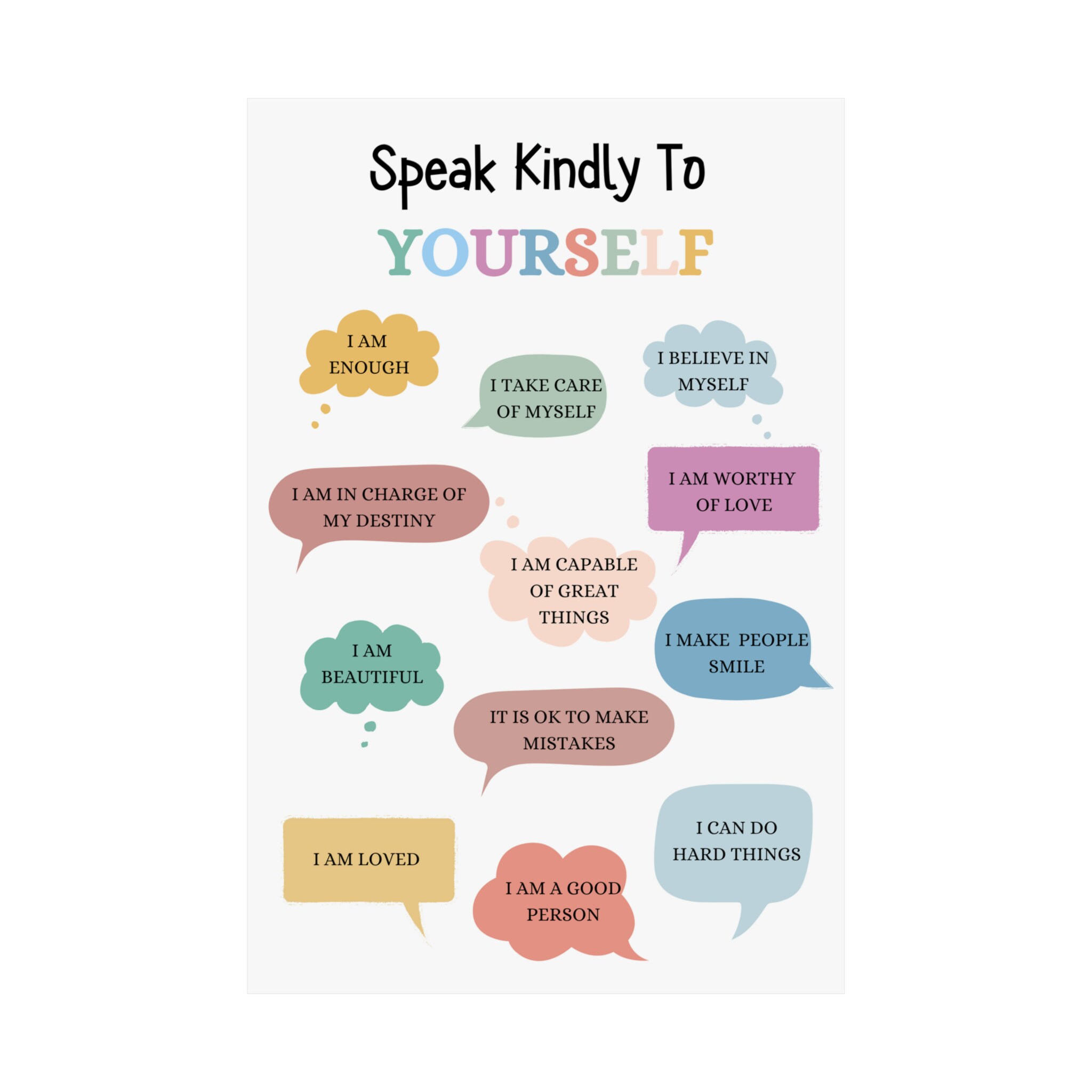 Positive Affirmations Poster, Feelings Poster, Positive Self Talk ...
