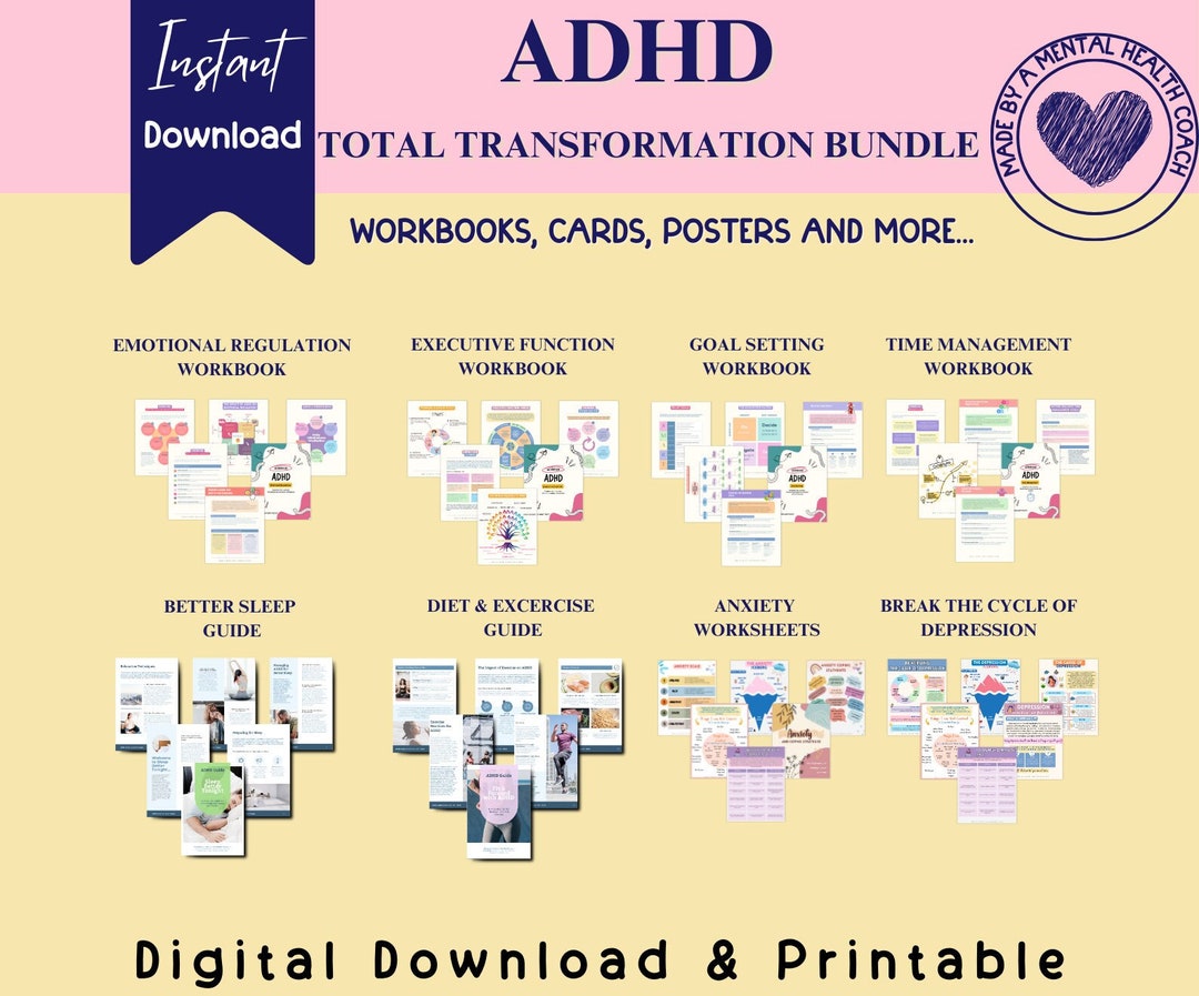 ADHD Workbook Bundle Printable, Executive Functioning, Emotional ...