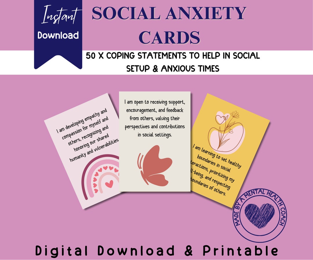 Social Anxiety Coping Statement Cards for Therapy Office - Growth ...