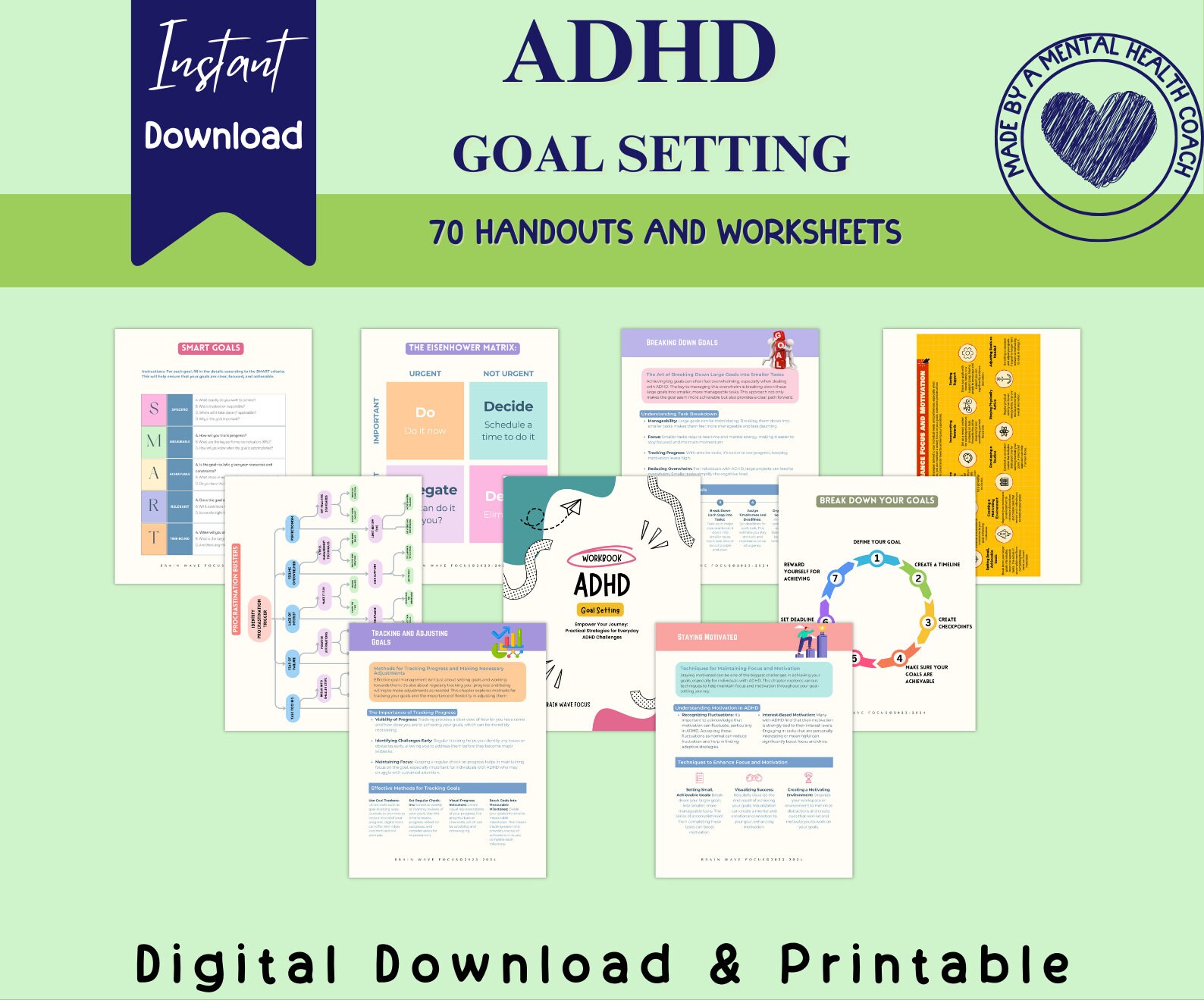 ADHD Goal Setting Workbook for Teen Mental Health, Personal Development ...