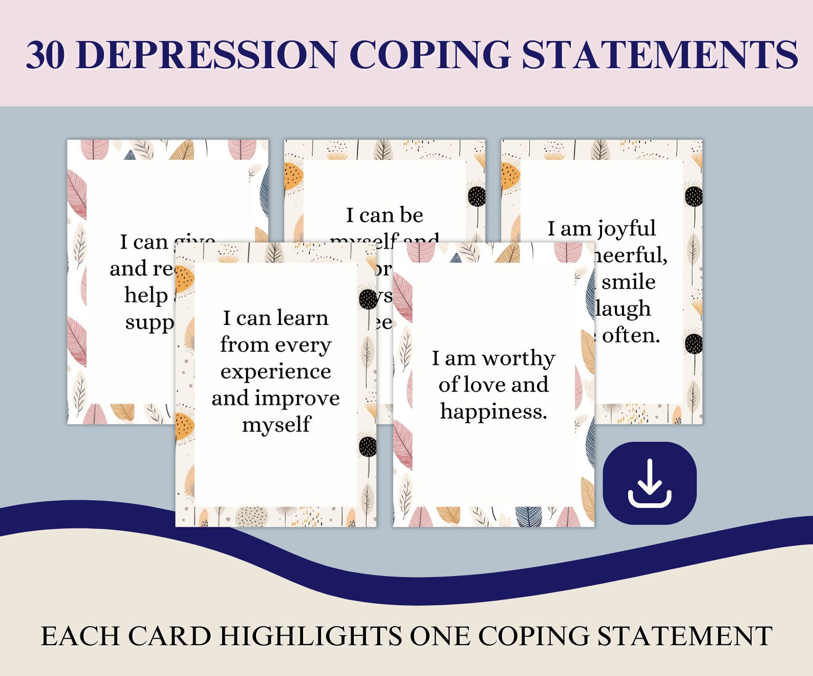 Depression Coping Statements, Therapy Office Decor, Positive ...