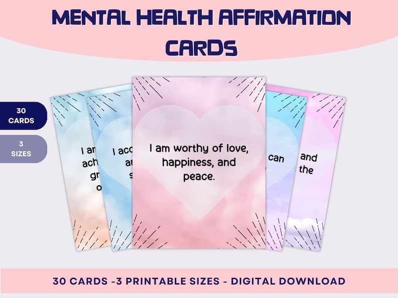 Mental Health Affirmation Cards: Self-love, Confidence (digital ...