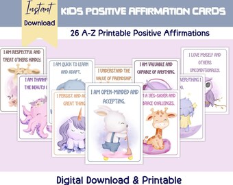 Affirmation Cards for Kids Printable, Animal Theme, Children's Positive ...