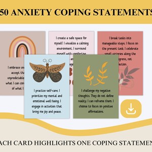 Anxiety Statement Flashcards Set - Self Care Cards for Grounding ...