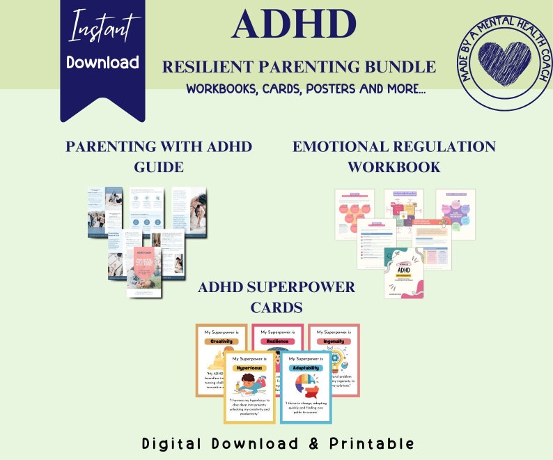 ADHD Parenting Bundle Printable, Teen Mental Health Worksheets ...