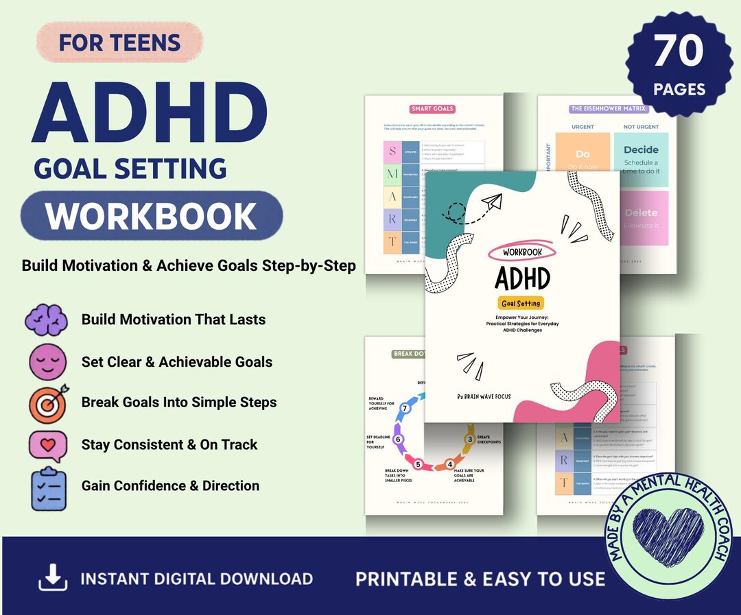 ADHD Goal Setting Workbook for Teens | Build Motivation & Achieve Goals ...
