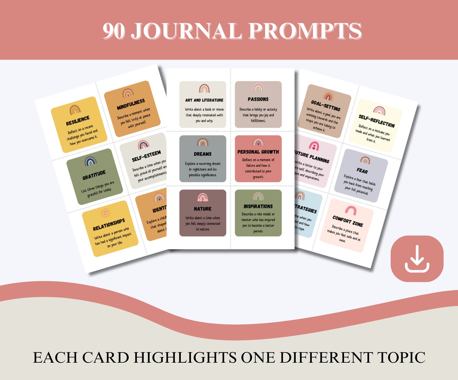 Mindfulness Journaling Prompt Cards for Self-esteem and Anxiety, Social ...