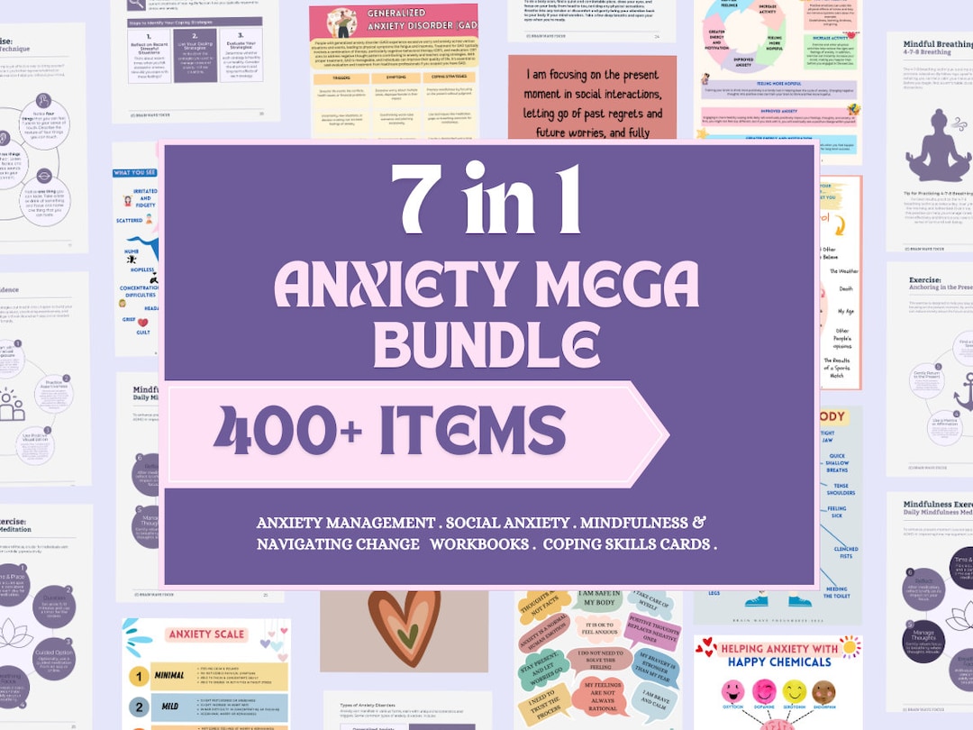 Anxiety Mega Bundle-therapist Tools, Self-care Cards, CBT Worksheets ...