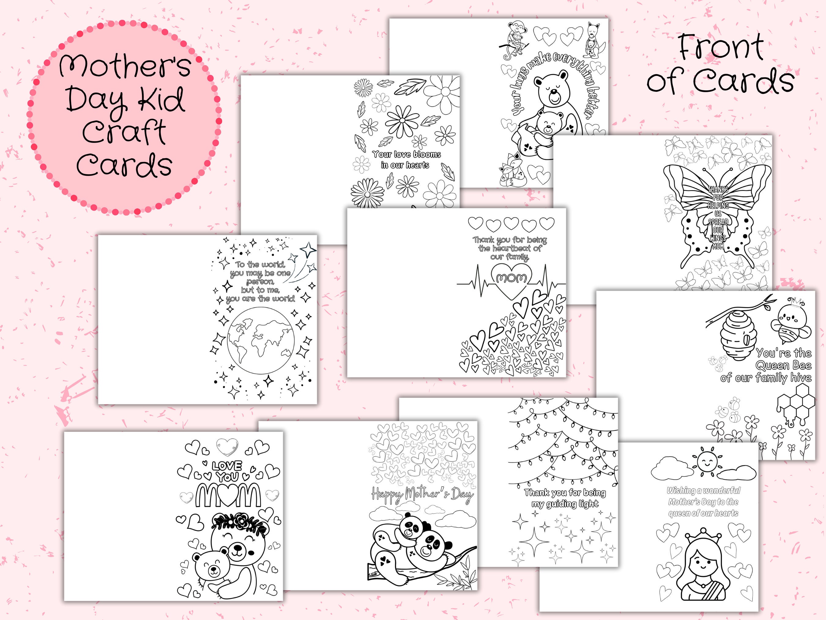Printable Mother's Day Craft Cards PDF Kids DIY Coloring & Cutout ...