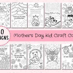 Printable Mother's Day Craft Cards PDF Kids DIY Coloring & Cutout ...