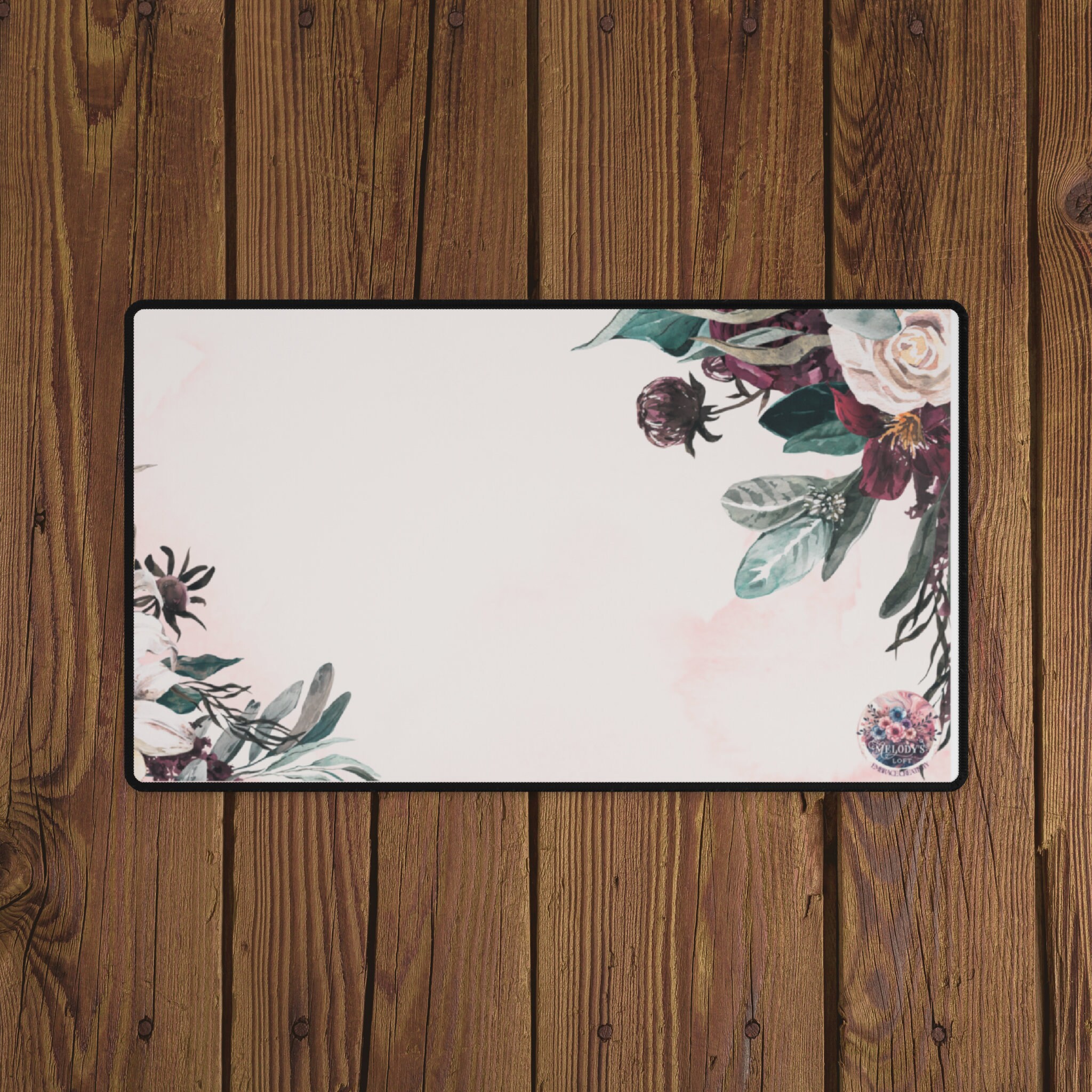 Floral Elegance Desk Mat: Watercolor Botanical Design in Three ...