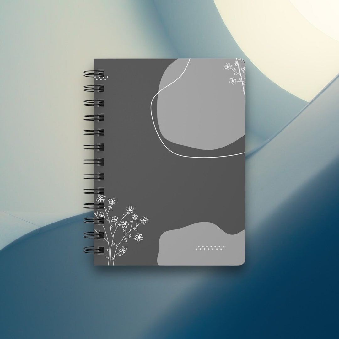 Grayscale Blooms Spiral Bound Journal - Etsy