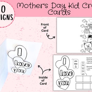 Printable Mother's Day Craft Cards PDF Kids DIY Coloring & Cutout ...
