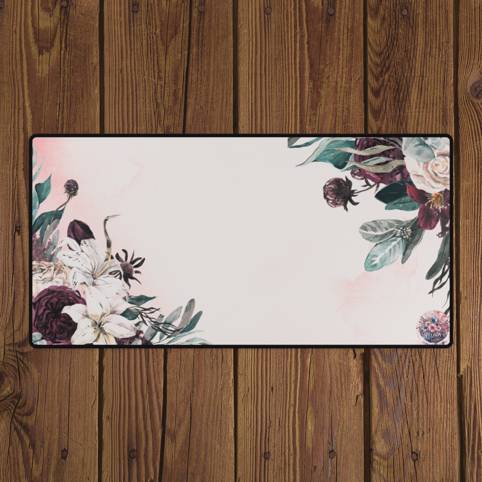 Floral Elegance Desk Mat: Watercolor Botanical Design in Three ...