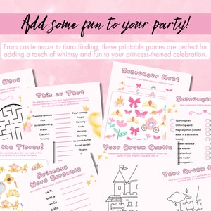 Pink Princess Birthday Party Printable Game Bundle 13 Fun Activities ...