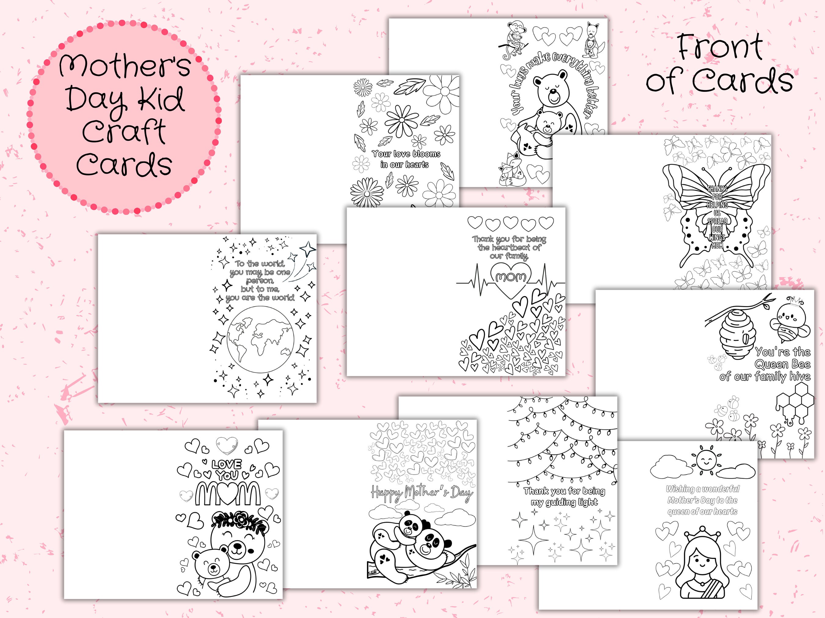Printable Mother's Day Craft Cards PDF Kids DIY Coloring & Cutout ...
