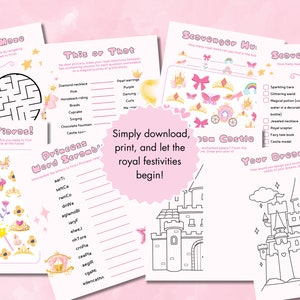 Pink Princess Birthday Party Printable Game Bundle 13 Fun Activities ...