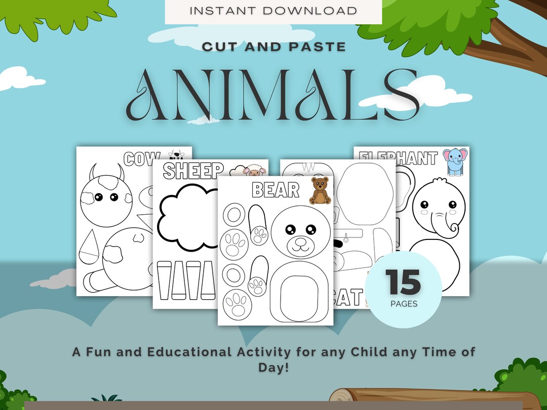Adorable Animal Craft Printables Children's PDF Cutting Activity ...