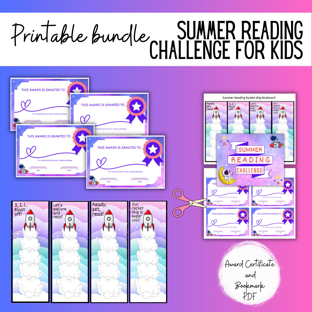 Summer Reading Challenge Printable Kids PDF Activities, Bookmark, Bingo ...
