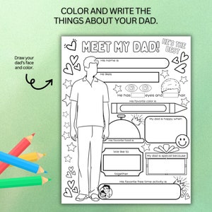 Father's Day Coloring Page Printable All About My Dad Activity Instant ...