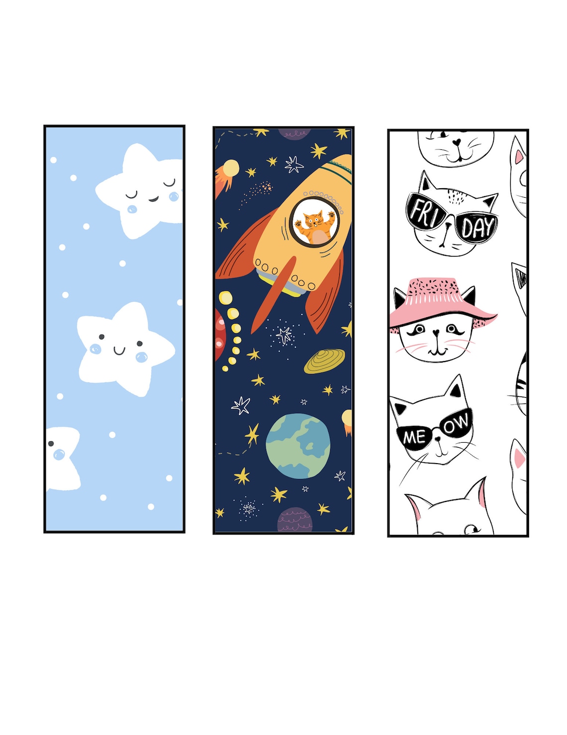 Kids' Printable Bookmark Set 42 Colorful & Fun PDF Designs, Immediate ...