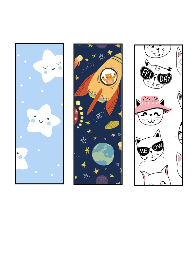 Kids' Printable Bookmark Set 42 Colorful & Fun PDF Designs, Immediate ...